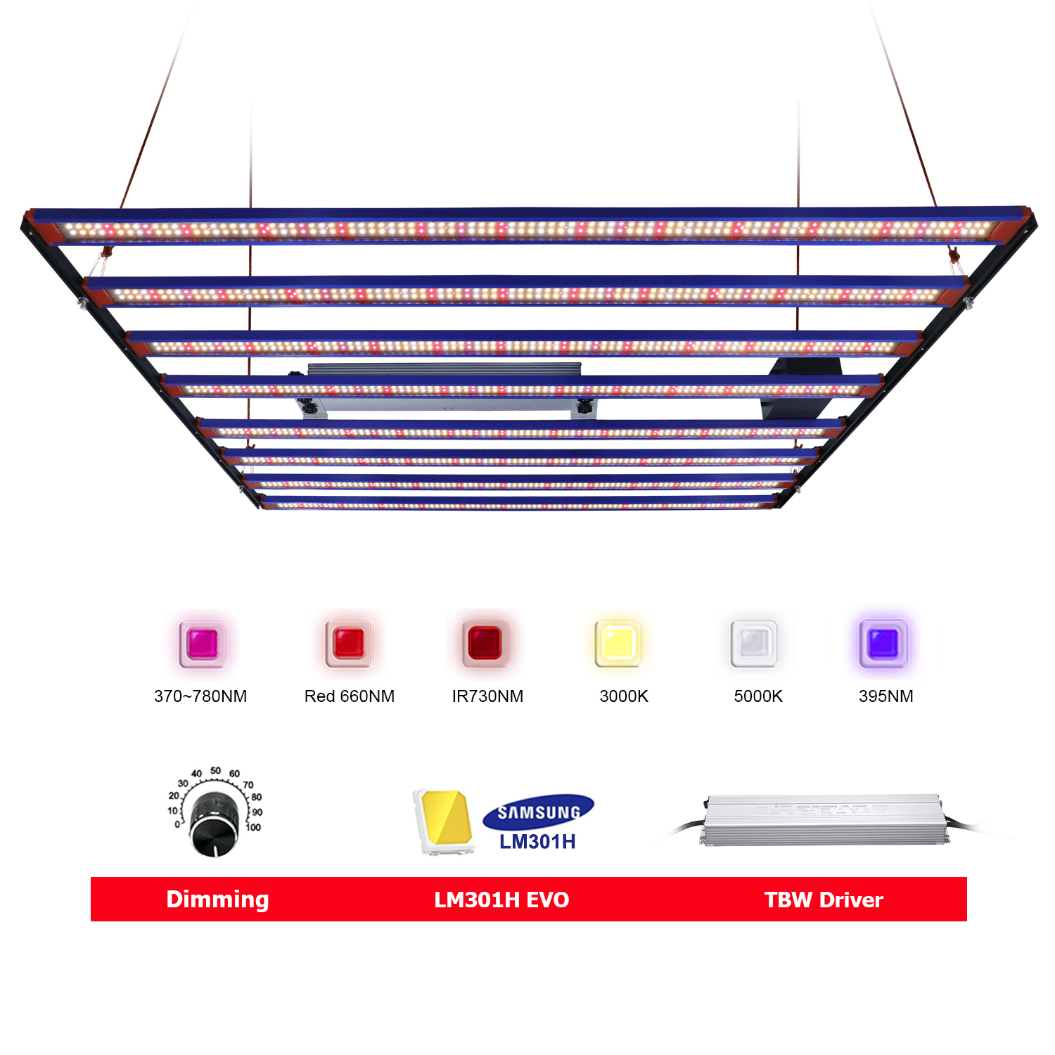 1000W Samsung Lm301h EVO Full Spectrum LED Grow Light High - Yxo Leds